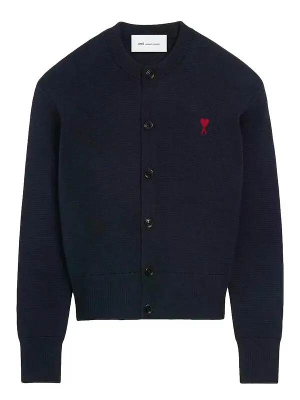 AMI Paris De Coeur Wool Cardigan - Blue