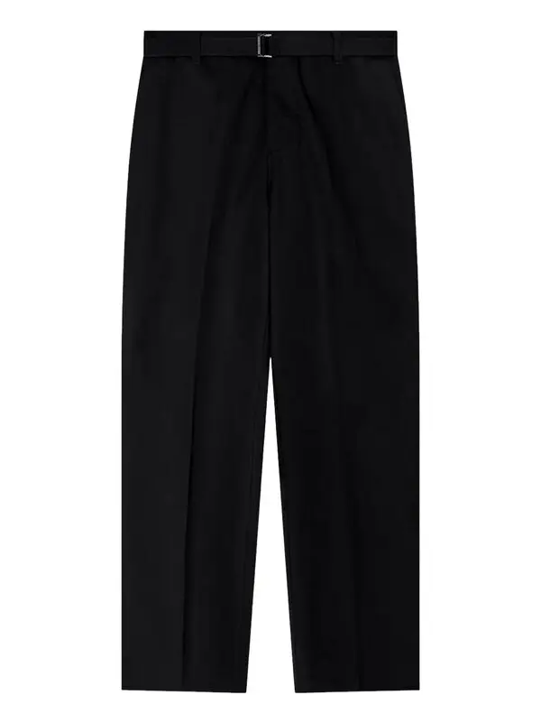 Emporio Armani Belted Flat-front Trousers - Black