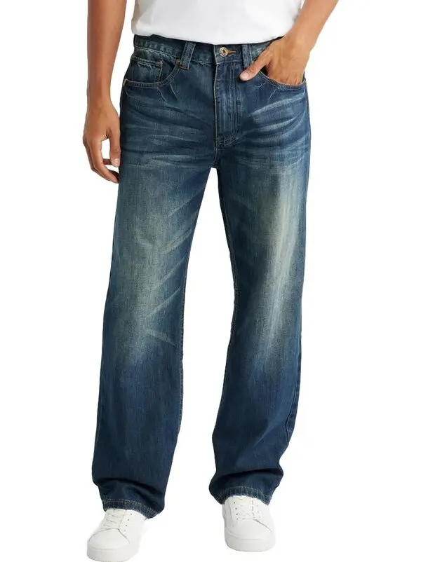 LEVEL 7 Relaxed Straight-leg Jeans - Unique Blue