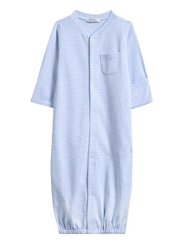 KISSY KISSY Stripes Convertible Pima Cotton Gown - Light Blue