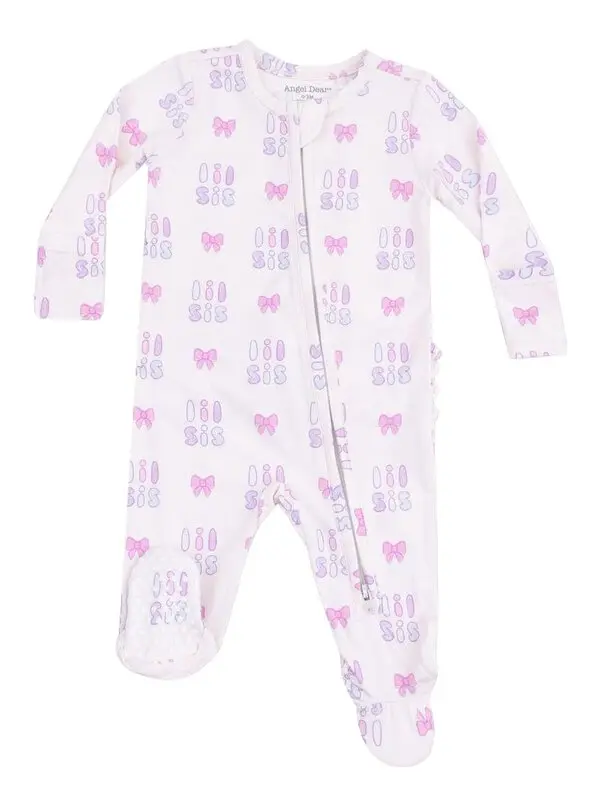 ANGEL DEAR Printed Zip Footie - Pink Frosting