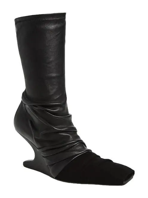 Rick Owens Cantilever Mixed Media Boots - Black/black