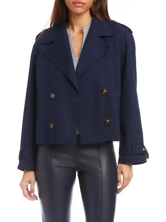 Fifteen Twenty Chelsea Cropped Trench Coat - Navy