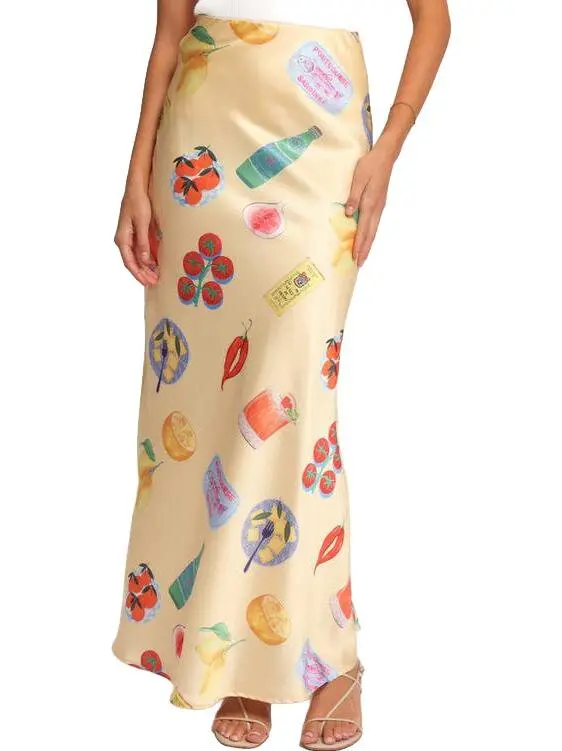 PETAL & PUP Kinsey Satin Maxi Skirt - Yellow
