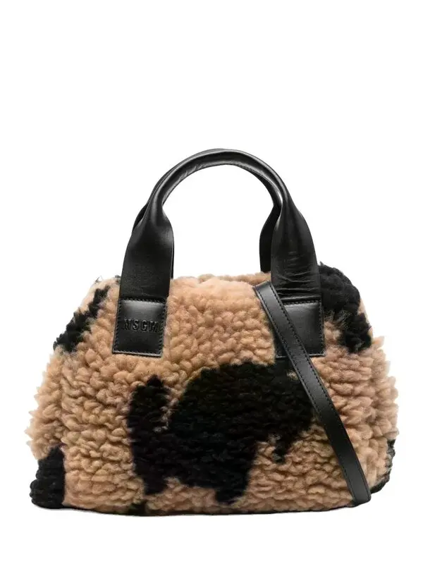 MSGM Faux-fur Tote Bag - Neutrals