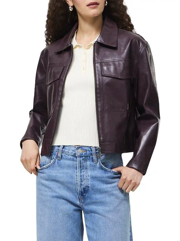 French Connection Kayleigh Faux Leather Bomber Jacket - 60-bordeaux Red