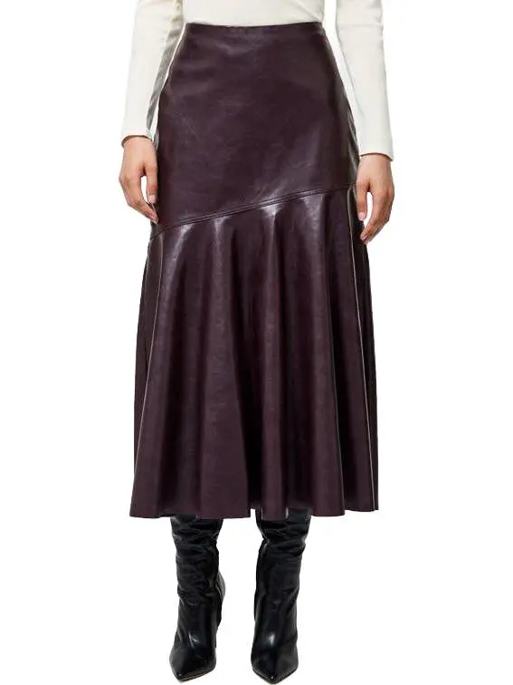 French Connection Kayleigh Pleated Faux Leather Midi Skirt - Bordeaux