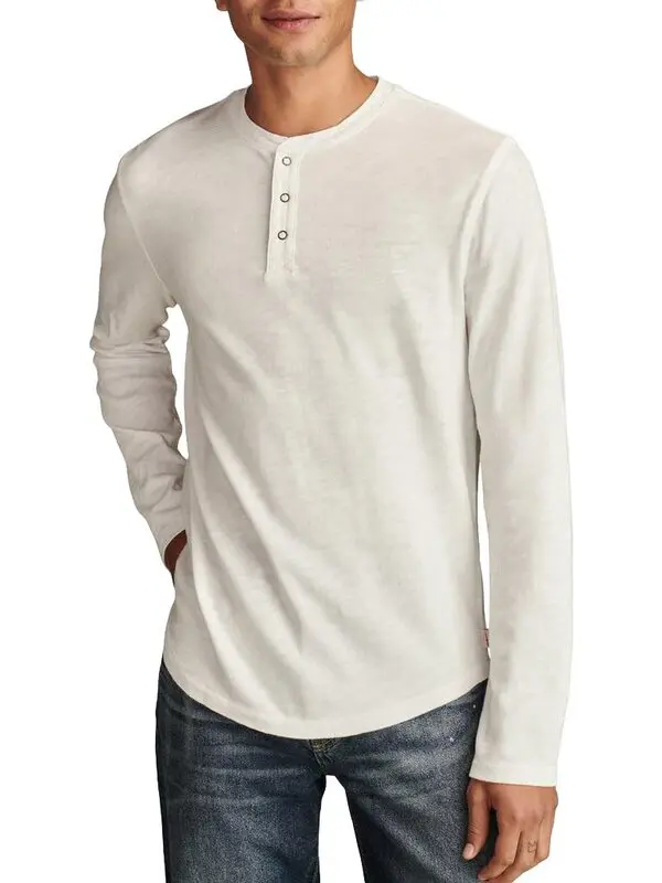 Lucky Brand Weekend Long Sleeve Slubbed Henley - Bright White