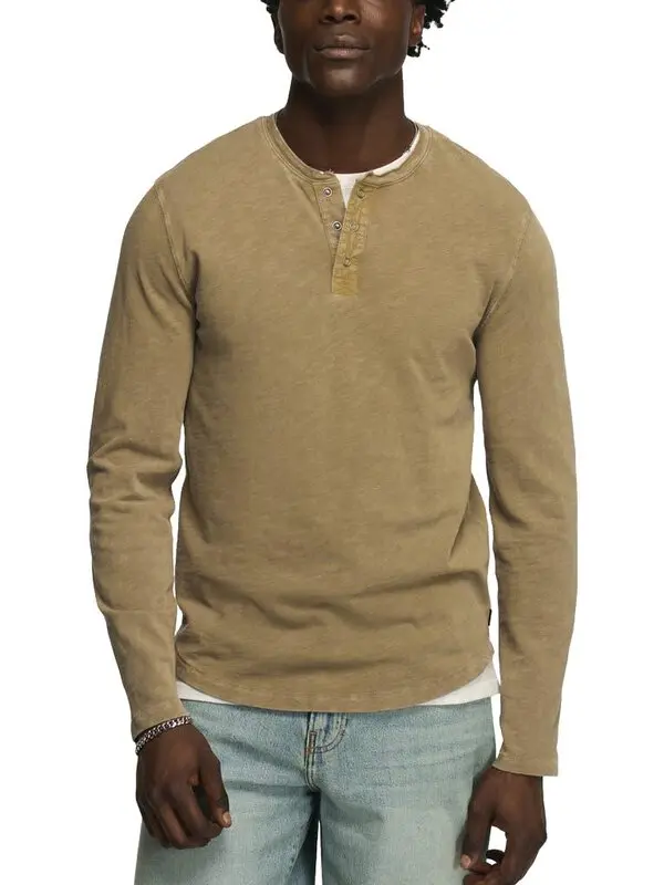 Lucky Brand Weekend Long Sleeve Slubbed Henley - Timber Wolf