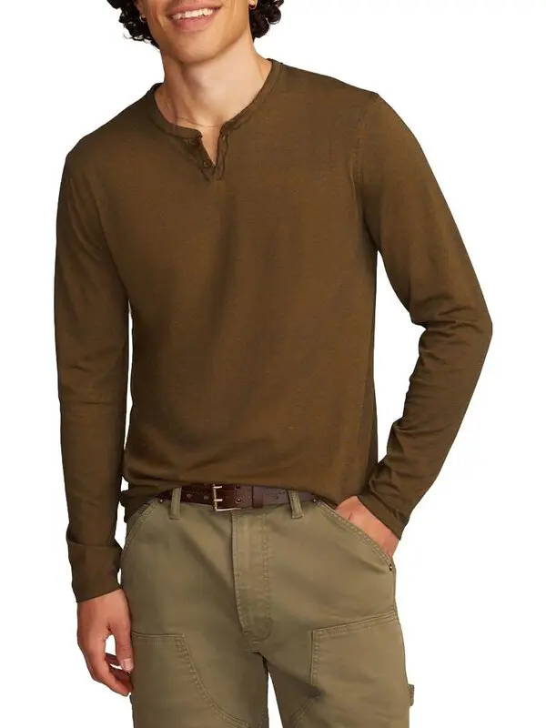 Lucky Brand Venice Burnout Henley - Dark Olive