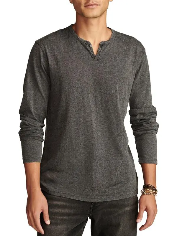 Lucky Brand Venice Burnout Henley - Jet Black