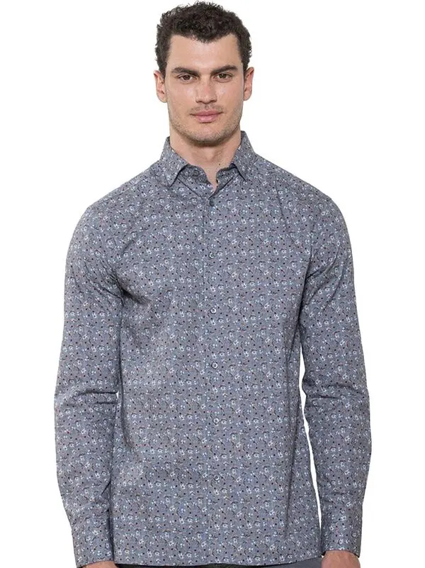 LUCHIANO VISCONTI Floral Print Shirt - Smoke