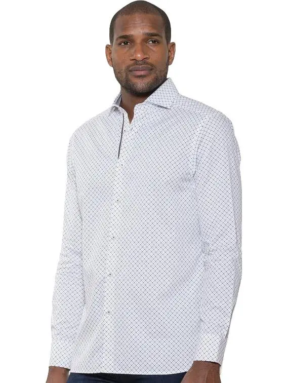 LUCHIANO VISCONTI Diamond Geometric Dobby Shirt - White