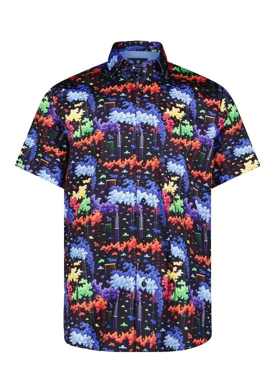 LUCHIANO VISCONTI Smoke Print Short Sleeve Shirt - Multi
