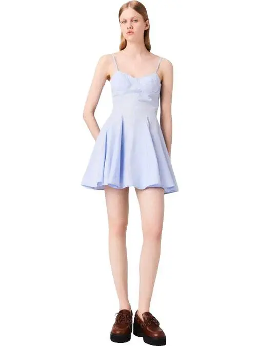 Maje Mini Cotton Babydoll Dress - Light Blue