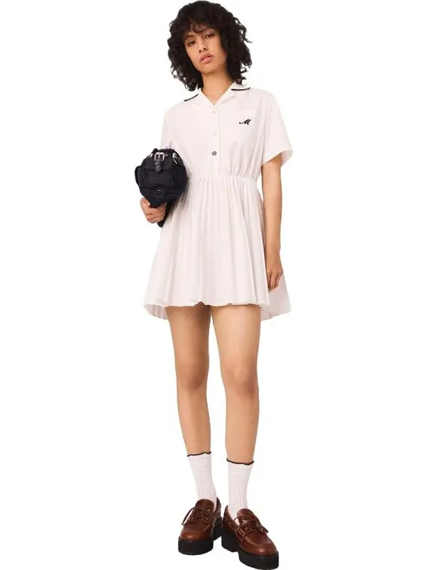 Maje Pleated Poplin Shirt Dress - White