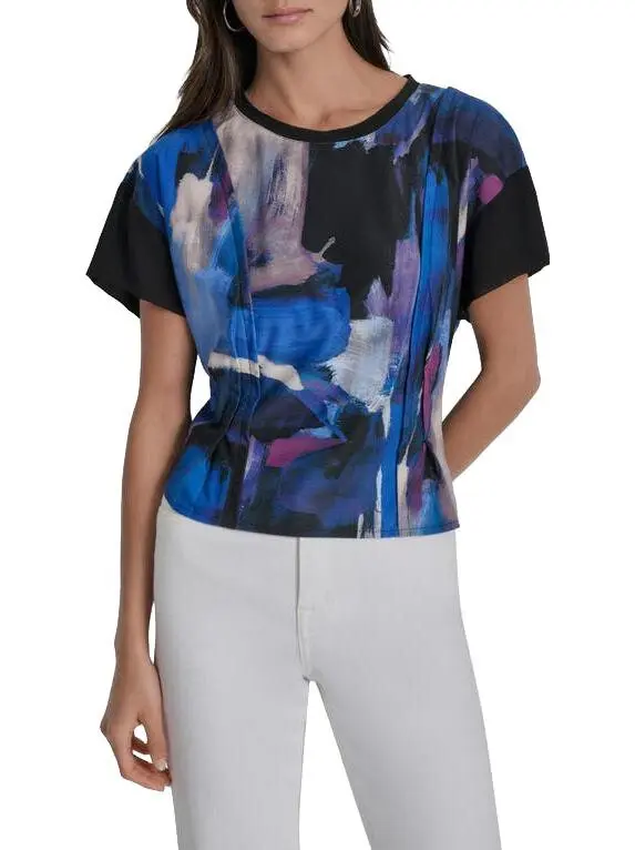 Dkny Chiffon Sleeve Knit Top - Blue Brush
