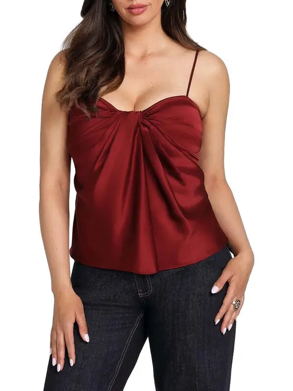 MARCIANO Aretha Drape Satin Camisole - Dark Jam Red
