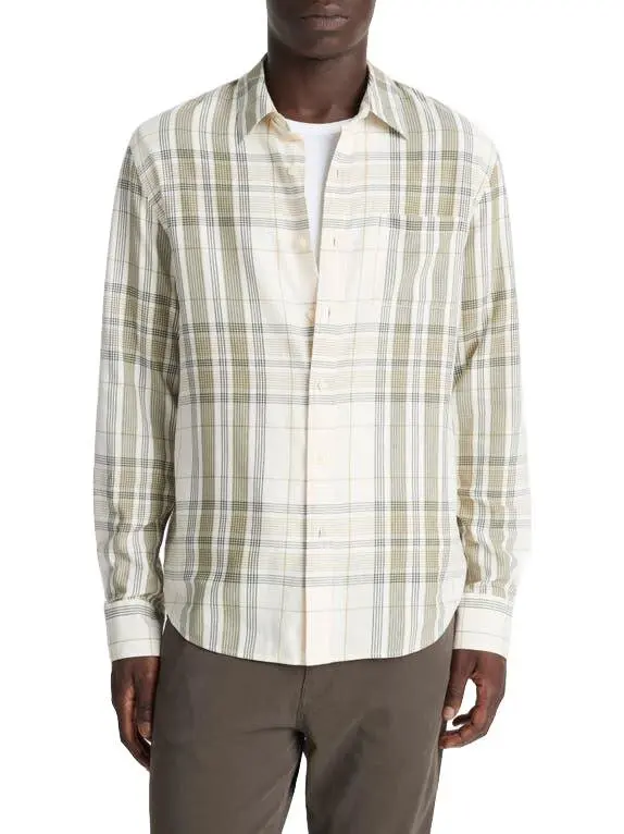 Vince Dunluce Plaid Button-up Shirt - 348bdg-blanco/driver Green