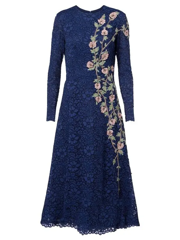 Costarellos Marlena Embellished Lace Cocktail Dress - Blue