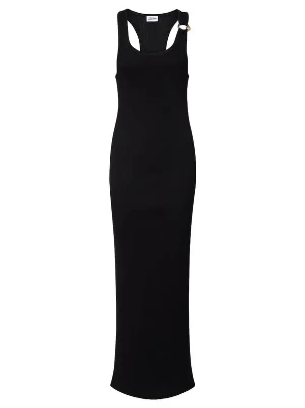 Jean Paul Gaultier Piercing Cotton Jersey Maxi Dress - Black