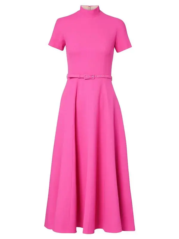 EMILIA WICKSTEAD Camilla Belted Wool Midi Dress - Pink