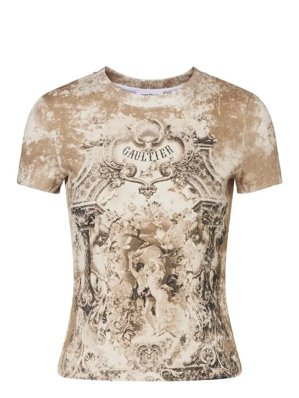 Jean Paul Gaultier Médaillon Cotton-blend Jersey T-shirt - Beige