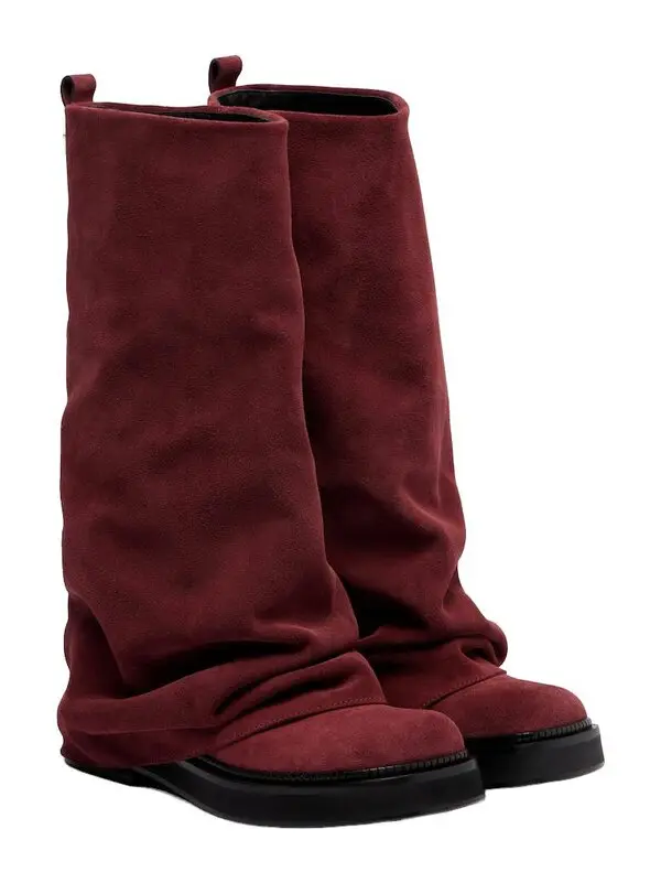Attico Robin Suede Knee-high Boots - Burgundy