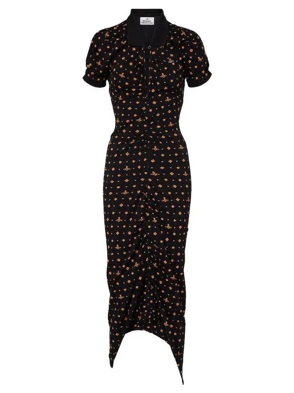 VIVIENNE WESTWOOD Pulling Draped Cotton Midi Dress - Black