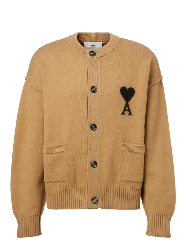 Ami De Cœur Virgin Wool Cardigan - Beige