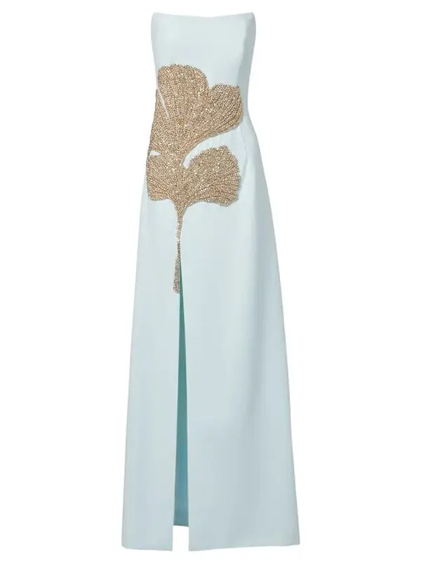 Costarellos Faranna Embellished Crêpe Corset Gown - Blue