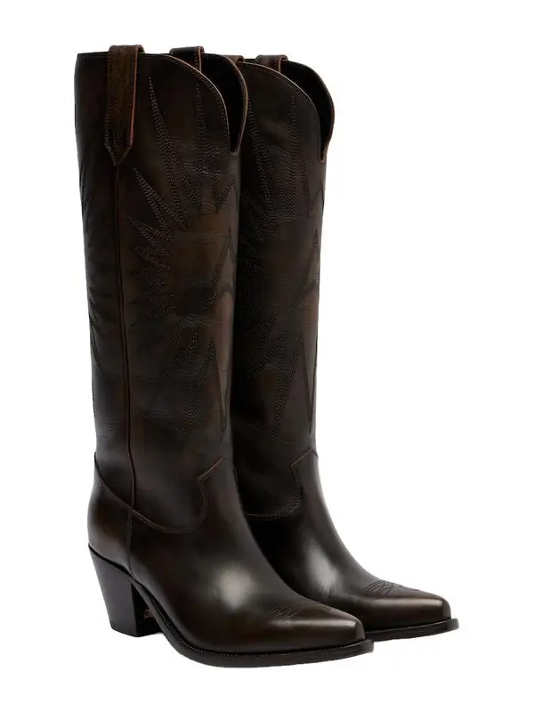 GOLDEN GOOSE Wish Star Leather Cowboy Boots - Brown