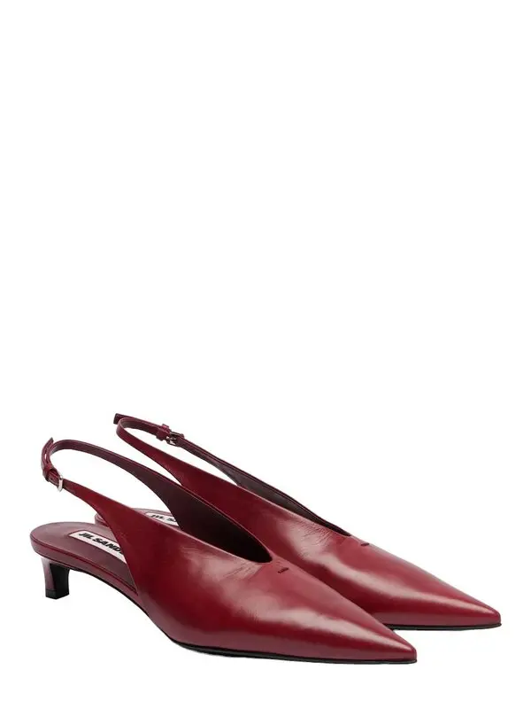 JIL SANDER Pointy Leather Slingback Pumps - Red