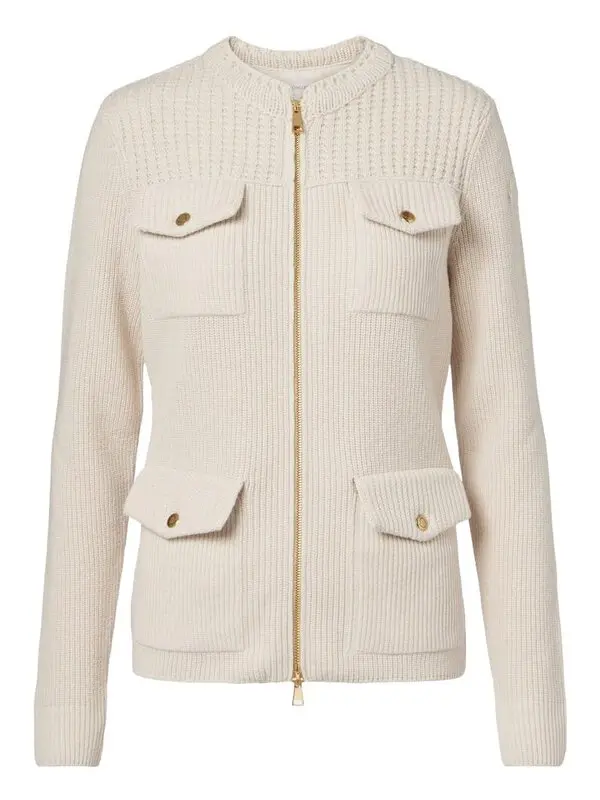 Moncler Padded Virgin Wool Cardigan - Beige