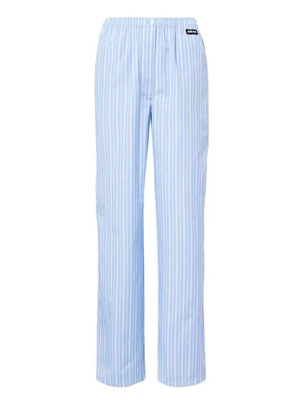 Miu Miu Striped Cotton Poplin Wide-leg Pants - Multicoloured