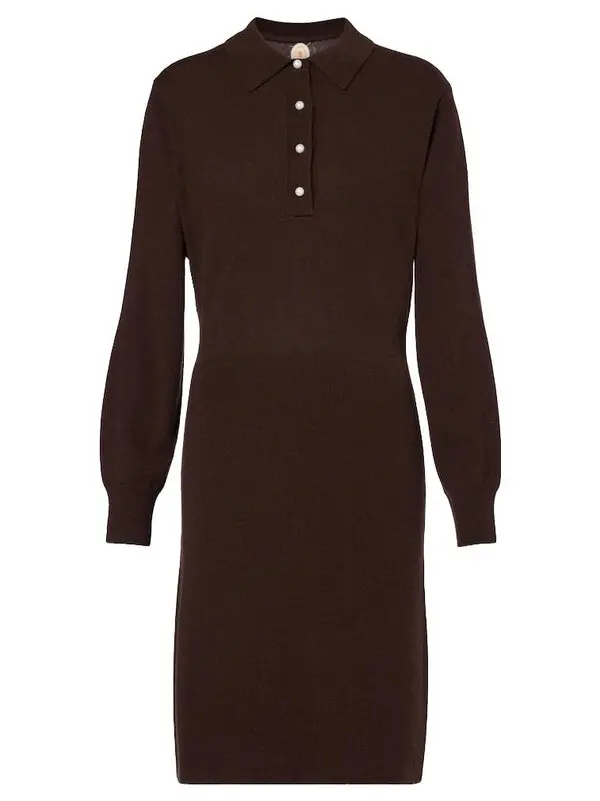Jardin Des Orangers Knitted Wool And Cashmere Polo Dress - Brown