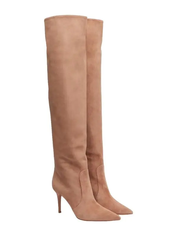 GIANVITO ROSSI Hansen 85 Leather Knee-high Boots - Beige