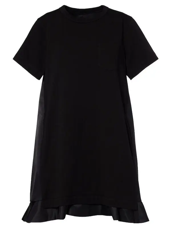 Sacai Ruffled Cotton Minidress - Black