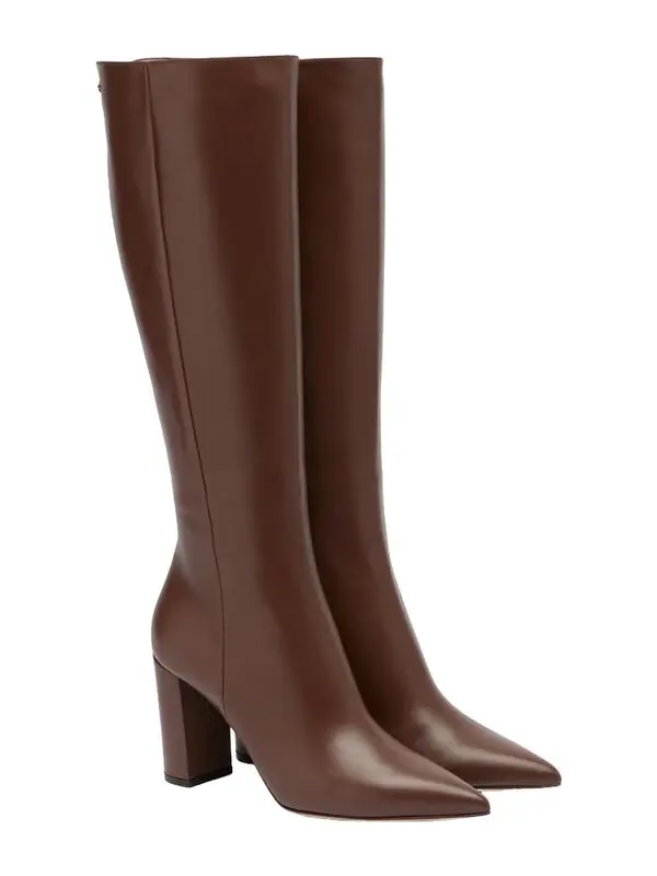 GIANVITO ROSSI Lyell 85 Leather Knee High Boots - Brown