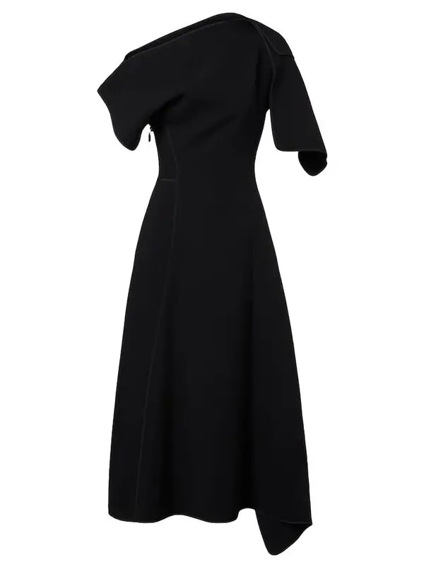 Maticevski Diadem Draped Asymmetric Midi Dress - Black