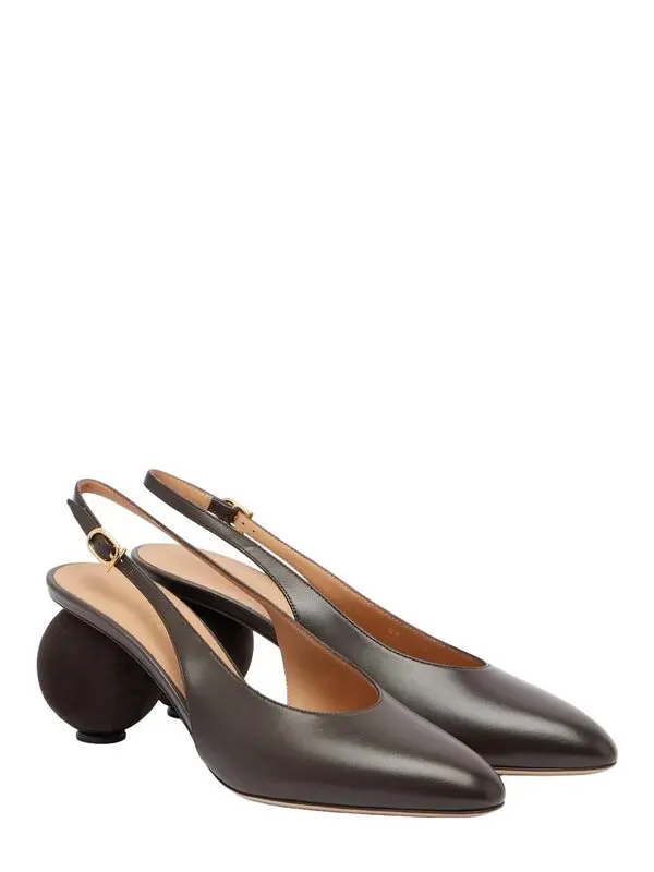 FERRAGAMO Tessie 70 Leather Slingback Pumps - Brown
