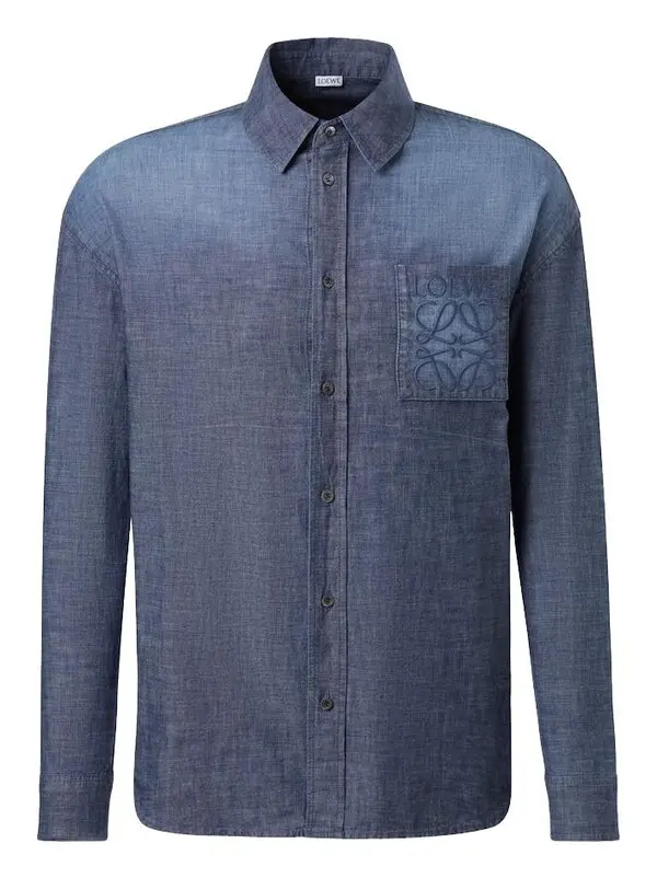 Loewe Anagram Cotton Poplin Shirt - Blue