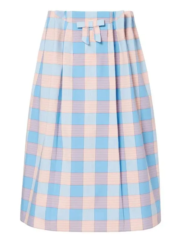 Prada Checked Cotton Poplin Midi Skirt - Pink