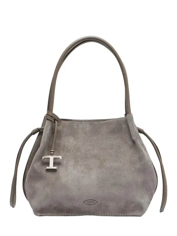 TOD'S Medium Suede Bucket Bag - Grey