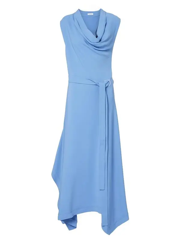 FERRAGAMO Gancini Draped Maxi Dress - Blue