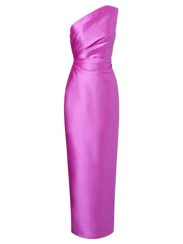 Solace London Kira Draped Satin Gown - Pink