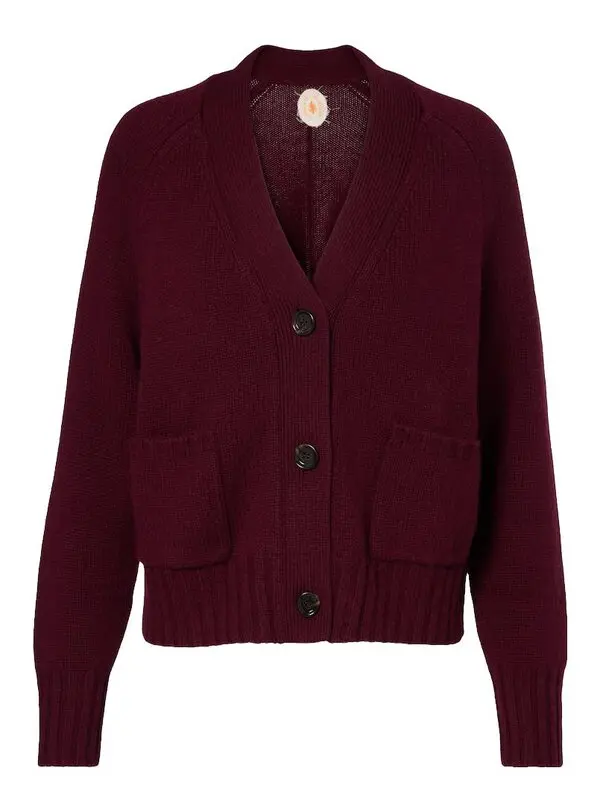 Jardin Des Orangers Ribbed-knit Wool And Cashmere Cardigan - Burgundy