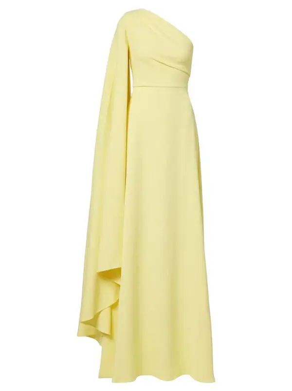 Solace London Yazmin Asymmetric Caped Gown - Yellow