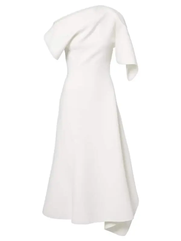 Maticevski Diadem Draped Asymmetric Midi Dress - White