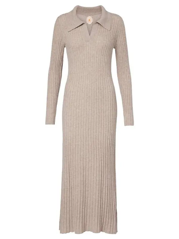 Jardin Des Orangers Knitted Cashmere Polo Dress - Beige